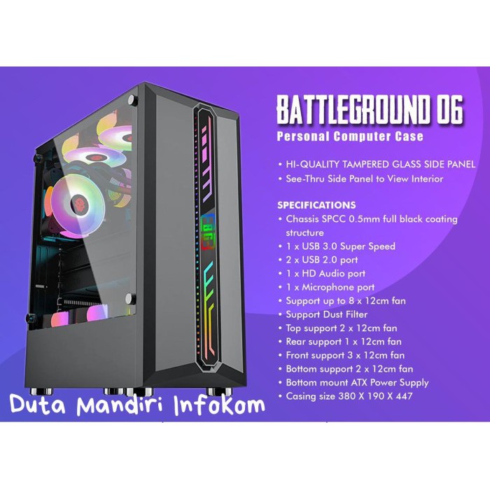 Jual Simbadda BattleGround 06 - Tempered Glass ATX Gaming Case | Shopee ...