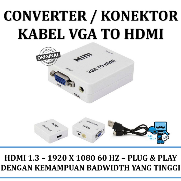 Jual Kabel VGA to HDMI Converter konektor Connector | Shopee Indonesia