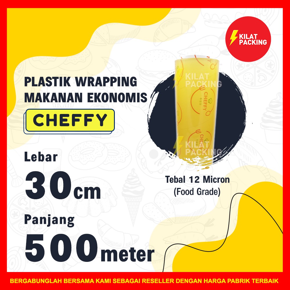 Jual PLASTIK KEMASAN MAKANAN CHEFFY WRAPPING ROLL - 30 CM X 500 METER ...