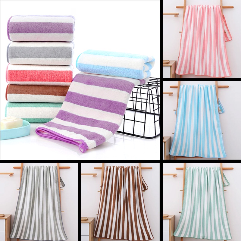 Jual Handuk Mandi Dewasa Quick Dry Microfiber Bulu Garis Lembut 70x140 ...
