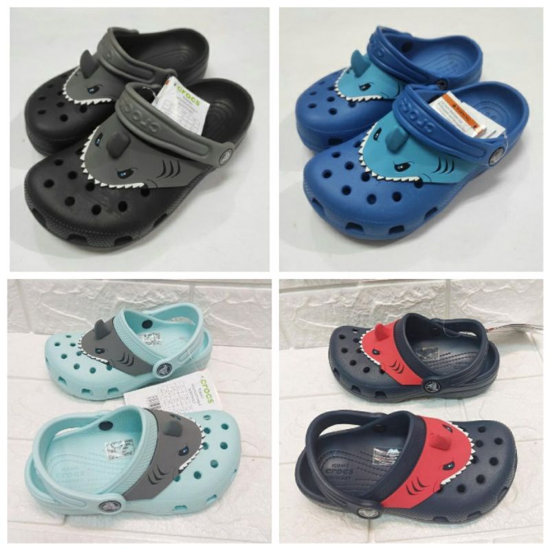 Jual CROCS FUN LAB SHARK HIU Tanduk for KIDS and JUNIOR sandal anak ...