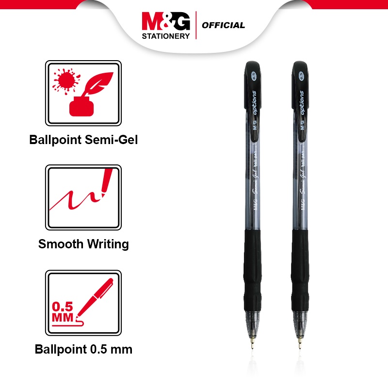 Jual M&G Pulpen Super Smooth 0.5 mm Ballpoint Semi-Gel Desain Ergonomis ...