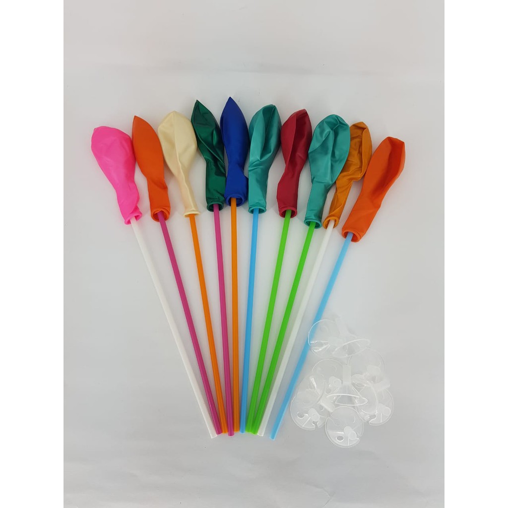 Jual STICK BALON + BALON LATEX METALIK POLOS MIX PR389 (10set)balon ...