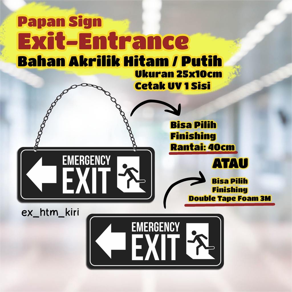 Jual Papan Akrilik sign EXIT / ENTRANCE - Papan Penunjuk Arah Jalan ...