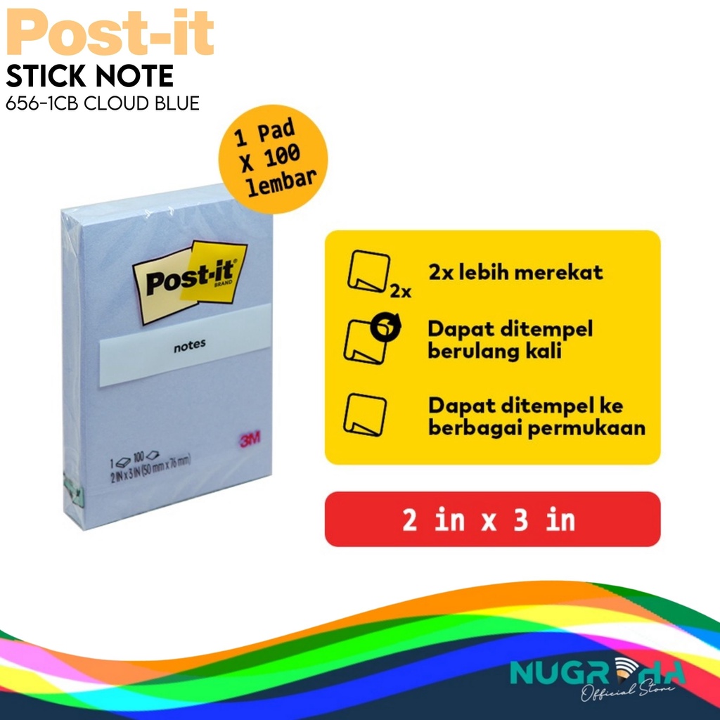 Jual STICK NOTE / STICKY NOTE 3M POST-IT 656-1CB 50X76 | Shopee Indonesia