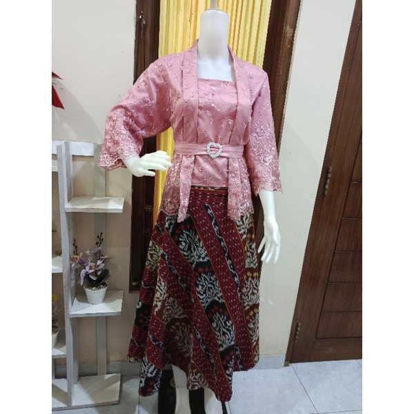 Jual setelan tenun rok payung & kebaya brokat, kemeja tenun | Shopee ...