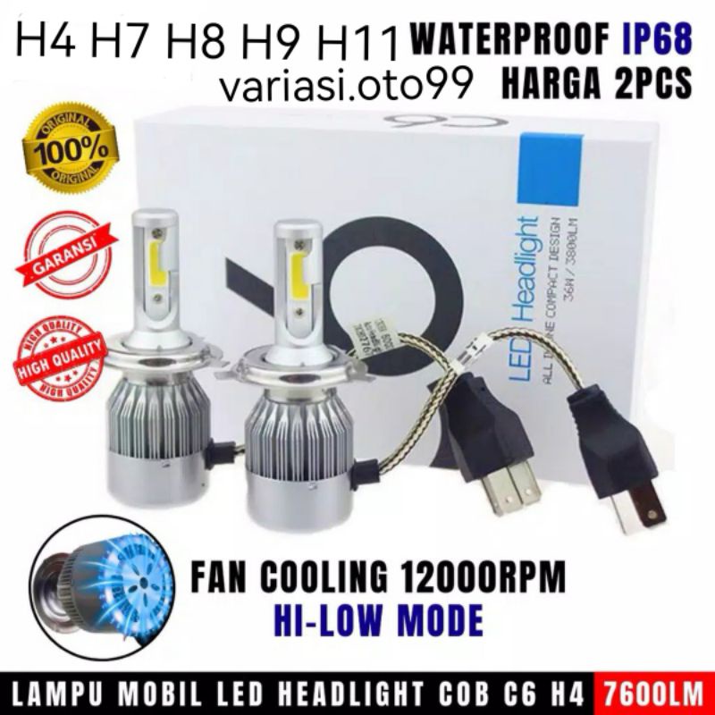 Jual LAMPU LED MOBIL HEADLIGHT C6 H4 H7 H11 COB HRG 2PCS | Shopee Indonesia