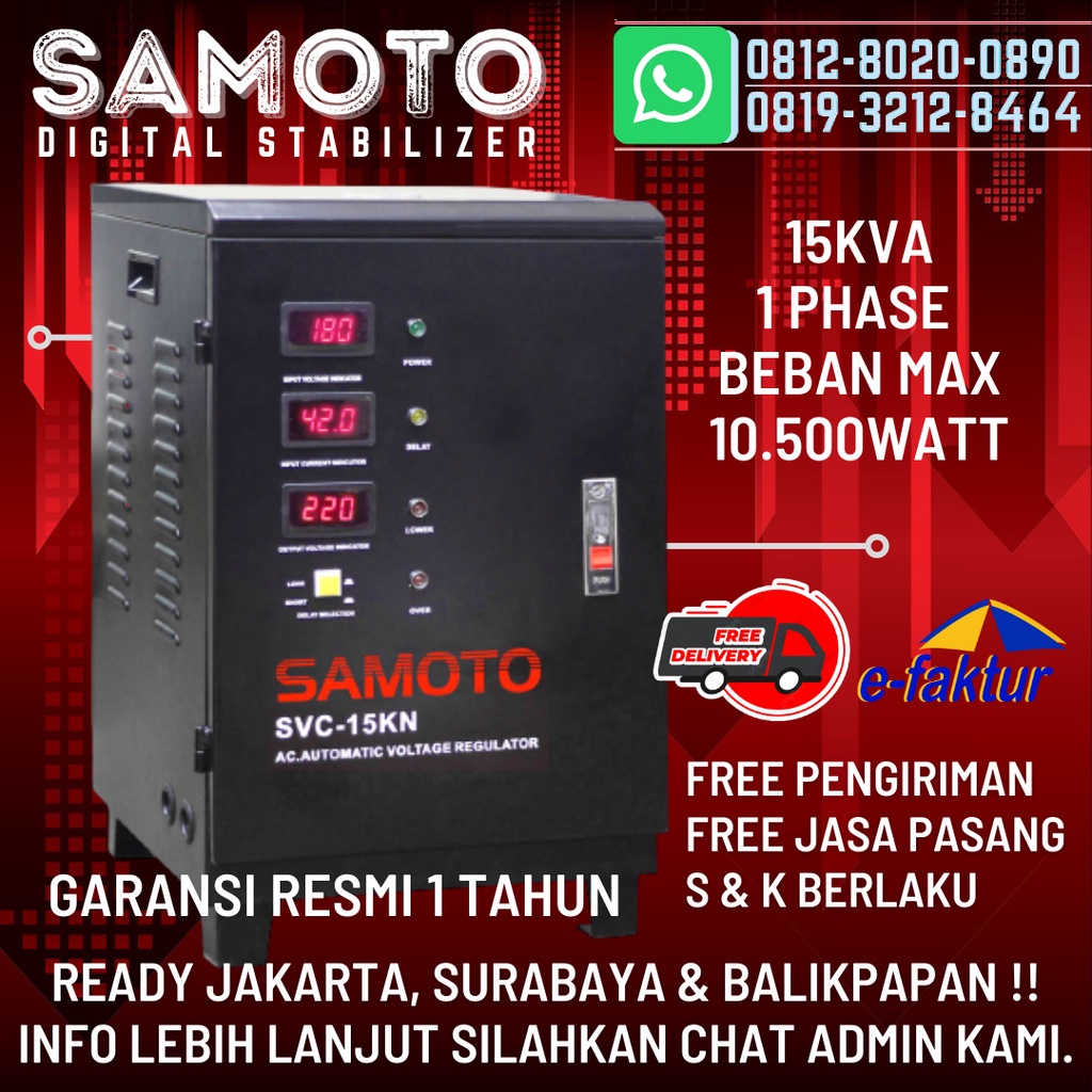 Jual STABILIZER SAMOTO 15KVA SINGLE PHASE - STAVOLT SAMOTO 15.000VA ...