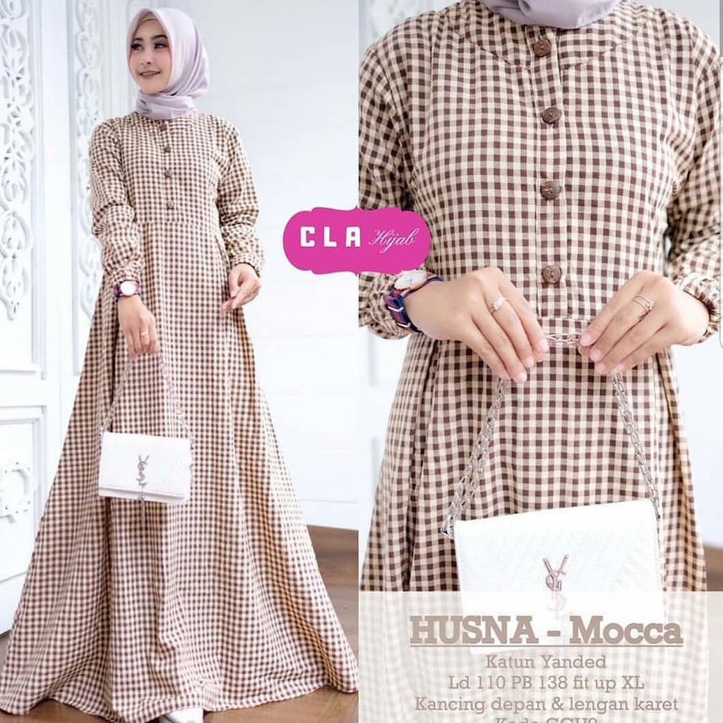 Jual HUSNA DRESS Katun Motif Kombinasi Warna Pada Bagian Atas Baju ...