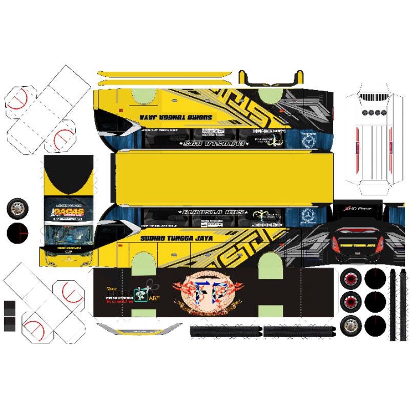 Jual Lembaran Pola PaperCraft Bus STJ DACAS XHD PRIME Skala 1:50 ...