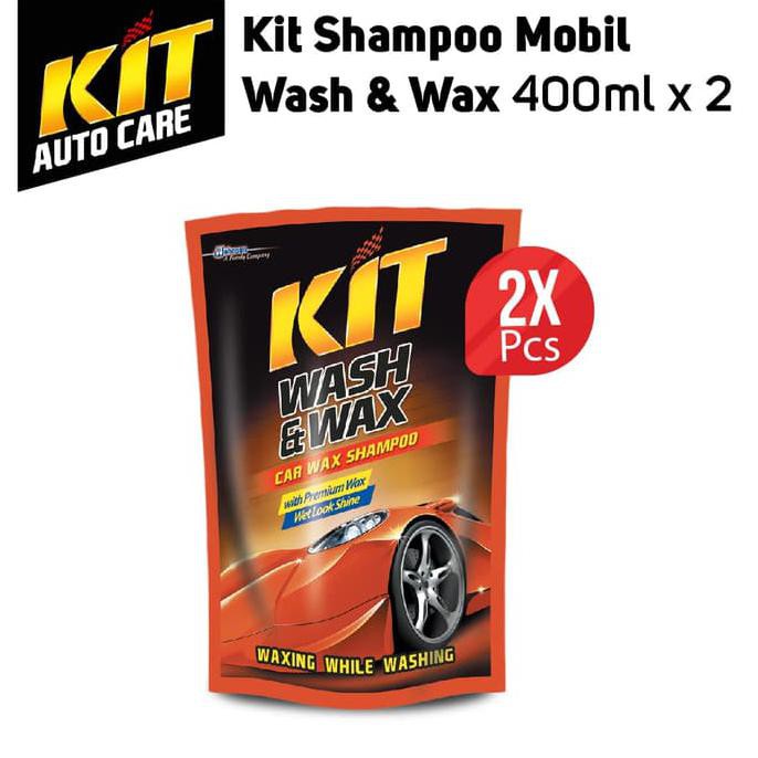 Jual KIT SHAMPOO MOBIL WASH & WAX POUCH 400ML X 2PCS( 900GR) | Shopee ...