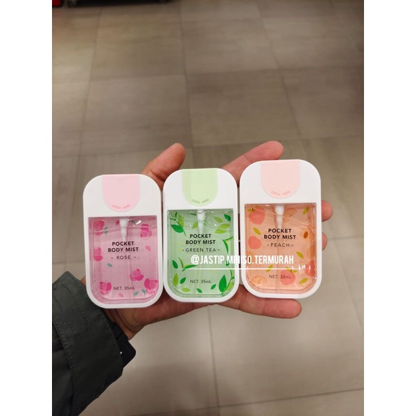 Jual MINISO 🆕 Pocket Body Mist ROSE / GREEN TEA / PEACH 35ml | Shopee ...