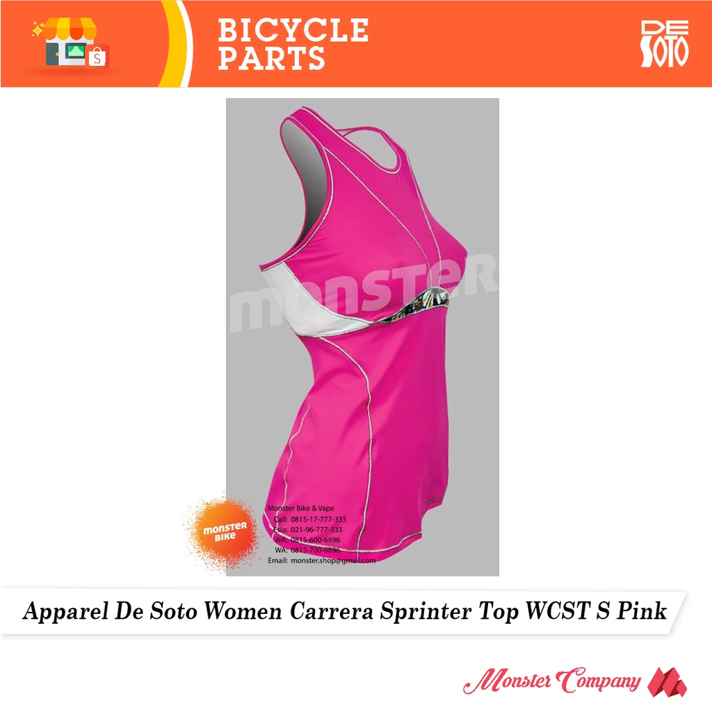 Jual Apparel De Soto Women Carrera Sprinter Top WCST S Pink | Shopee ...