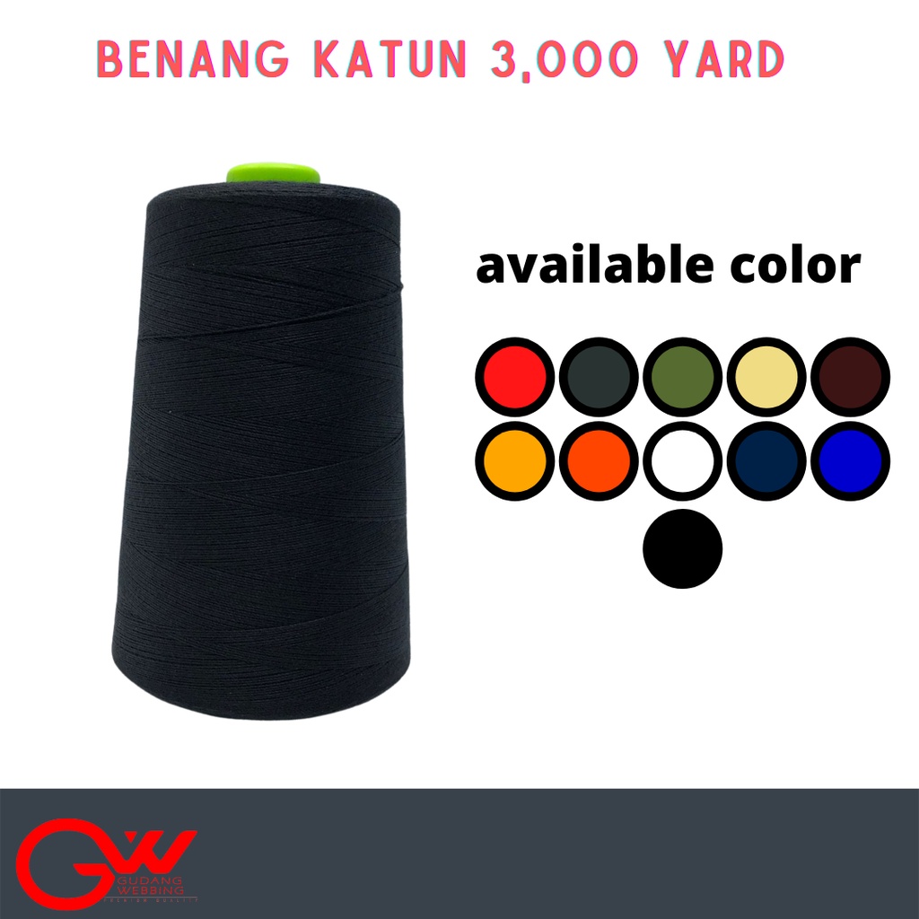 Jual BENANG JAHIT / BENANG KATUN / BENANG ROLL 3,000 YARD | Shopee ...