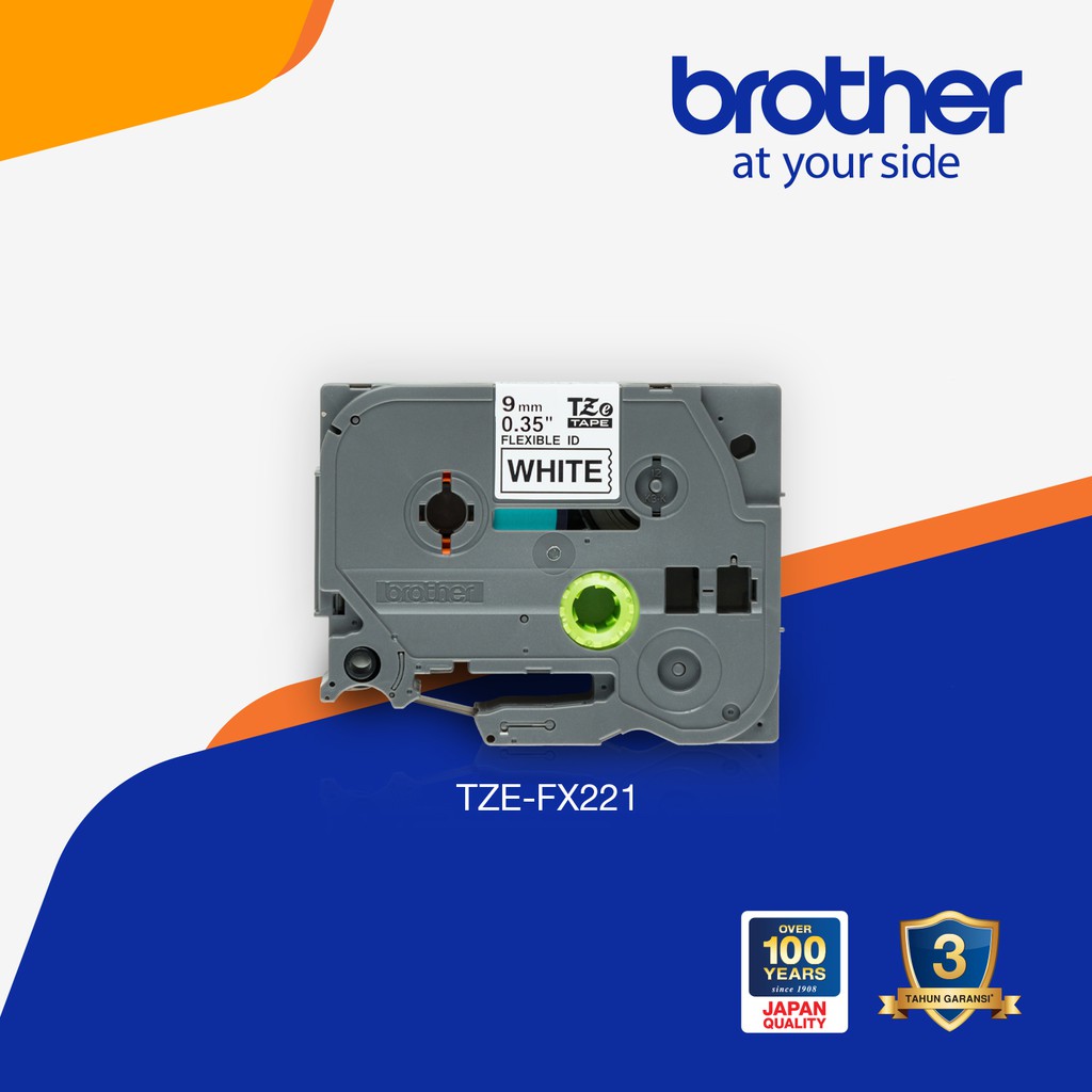 Jual Brother Label Tape TZE-FX221 Laminated Tapes Flexibel Black on ...