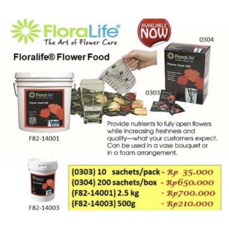 Jual Pengawet Bunga Floralife Flower Food isi 10 Sachet Barang Florist ...