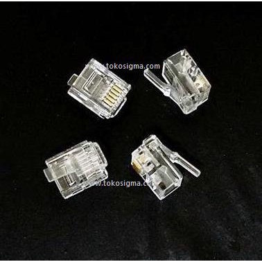Jual PLUG RJ-12 6P6C 6 Pin KEPALA KONEKTOR JEK TELFON TELP RJ12 isi ...