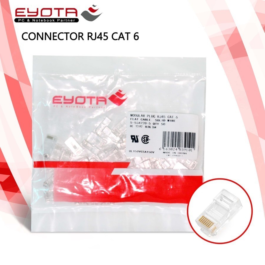 Jual KONEKTOR RJ45 CAT 6 EYOTA ISI 50PCS/ CONECTOR RJ45 CAT6 ISI 50PC ...