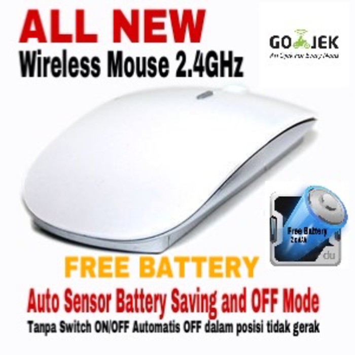 Jual Premium Thin Wireless Mouse APPLE SLIM WITH USB RECEIVER 2.4GHz ...