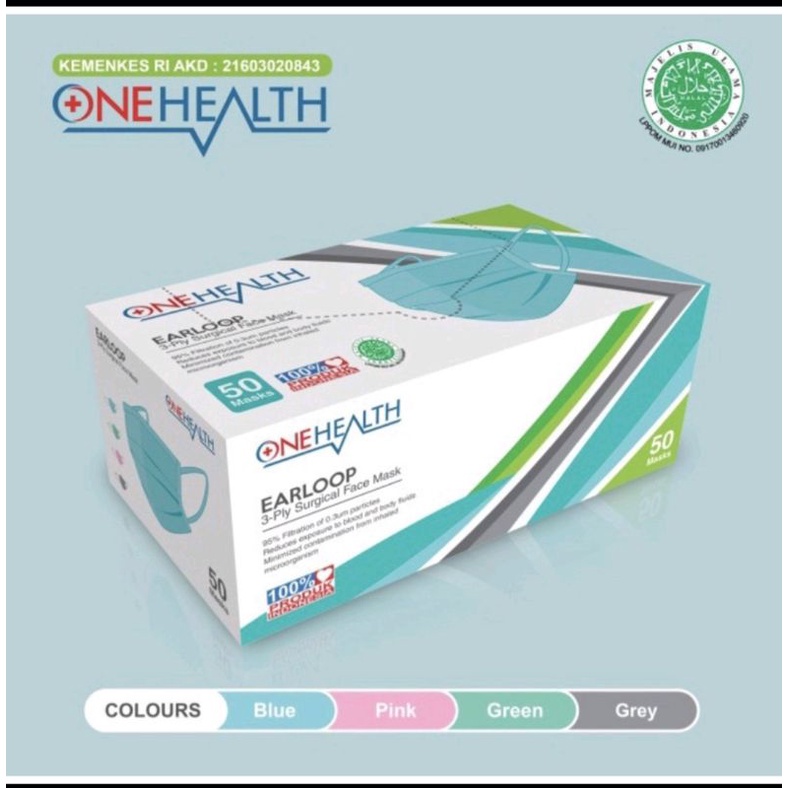 Jual Masker One Health Surgical Mask Medis Earloop 3 Ply (Isi 50 pcs ...