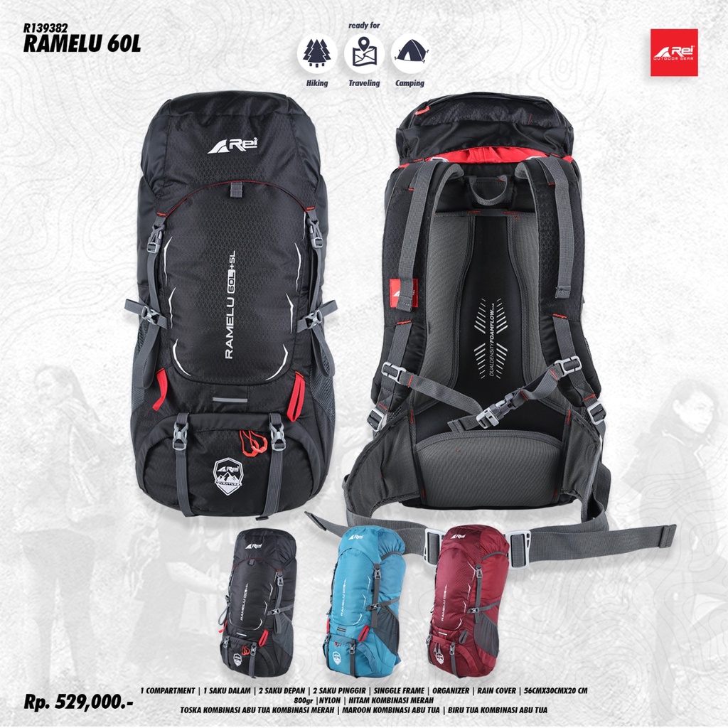 Jual CARRIER AREI RAMELU 60L ORIGINAL TAS GUNUNG AREI OUTDORGEAR ...