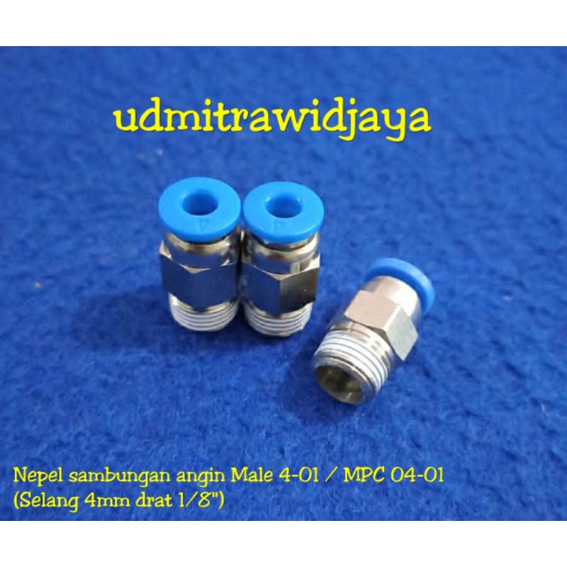 Jual Nepel sambungan selang angin MPC 4-01 / fitting pneumatic male 4mm drat 1/8 inc SPC 04-01 ...