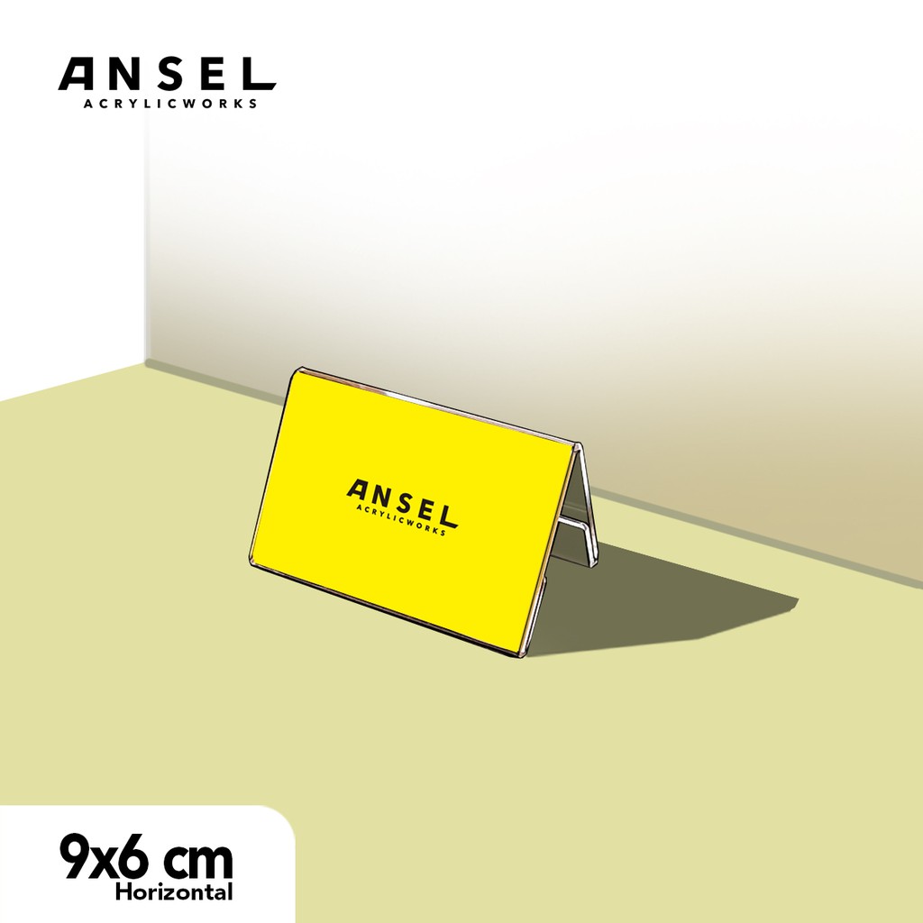 Jual ANSEL Acrylic Name Label / Tipe Tenda / Stand Harga Akrilik 9x6 cm ...