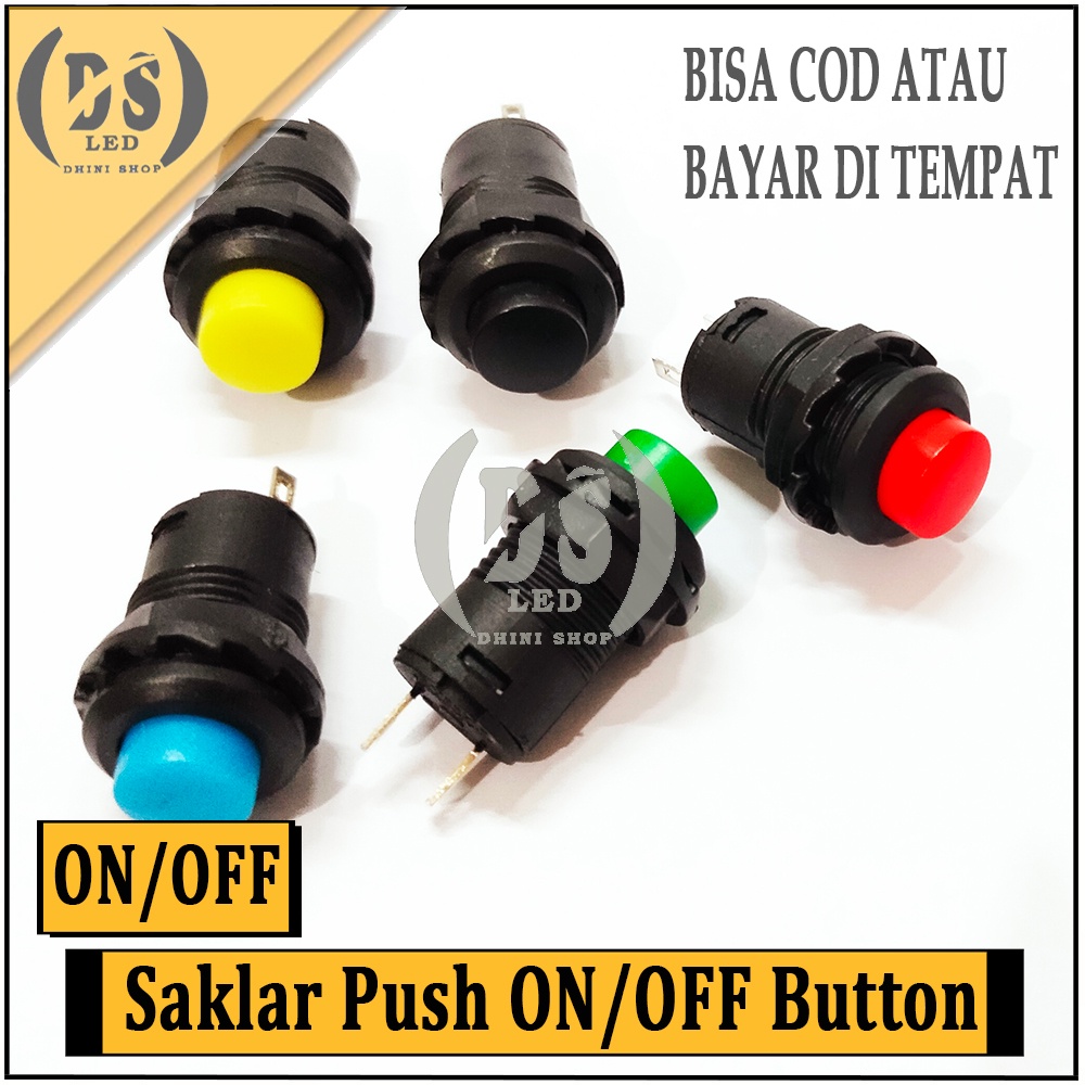 Jual Saklar Push ON-OFF / Tombol Bulat Warna 2Pin / Tombol Lampu Type ...