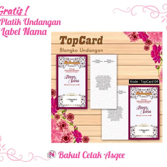 Jual Cetak Undangan Top Card 04 - Gratis Plastik dan Label Undangan ...