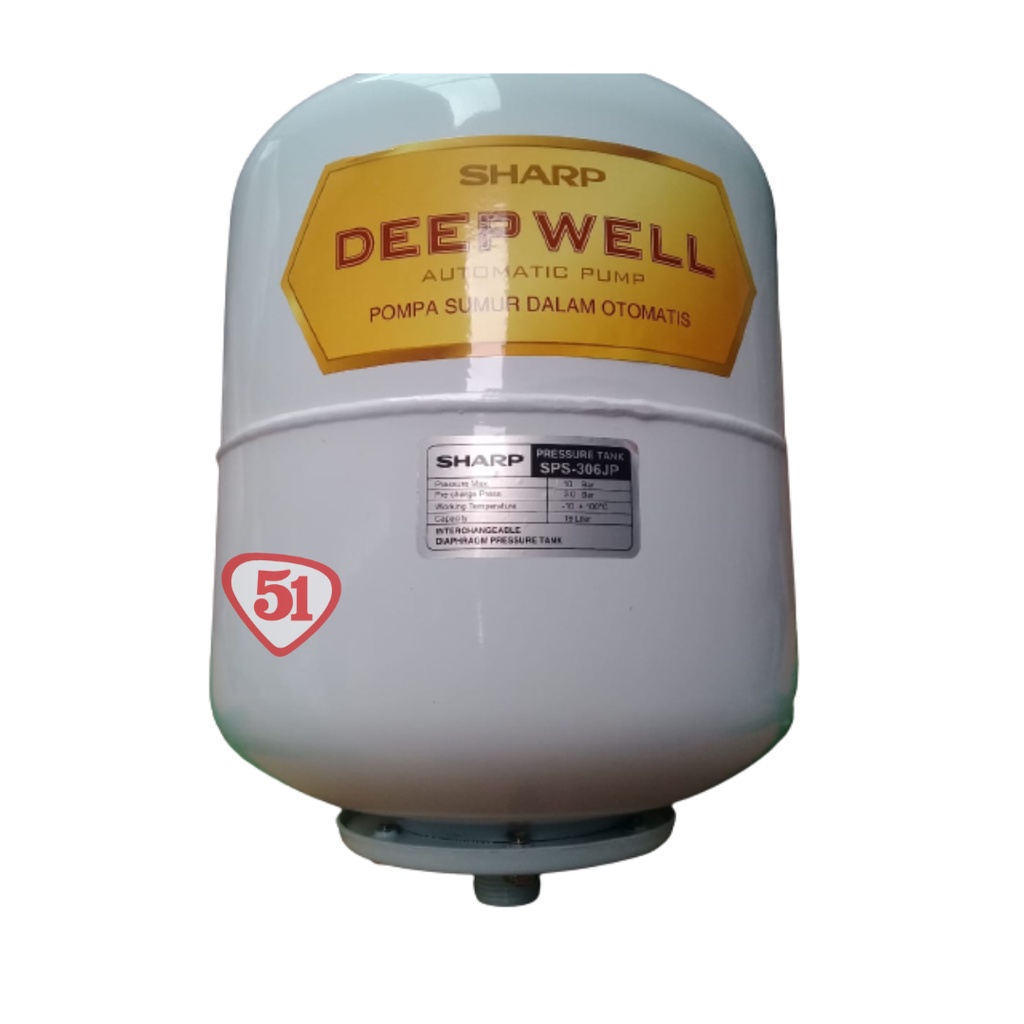 Jual Pressure Tank Tabung Atas Pompa Air Jetpump Sharp DEEP WELL 19L ...