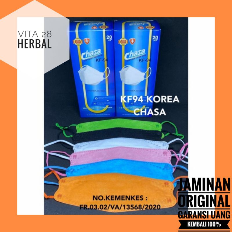 Jual MASKER MEDIS KF 94 4PLY CHASA 1 BOX ISI 20 PCS ORIGINAL KEMENKES KF94 KOREA | Shopee Indonesia