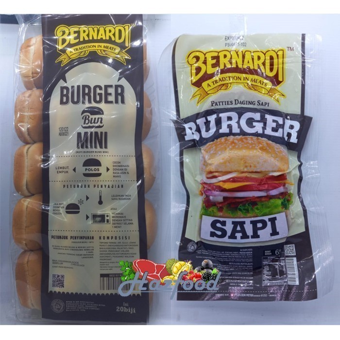 Jual Paket Burger mini Bernardi 20 pcs (Daging Burger dan Roti Burger ...