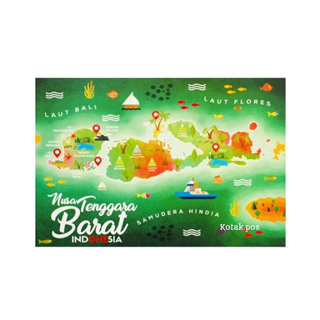 Jual NTB Nusa Tenggara Barat Indonesia Peta Map Card Kartu Pos Postcard ...