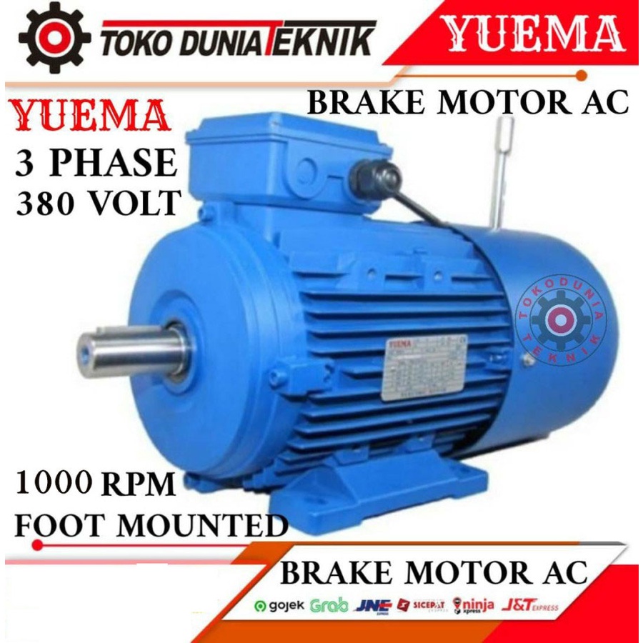 Jual BRAKE MOTOR AC 3PHASE 2.2KW 3HP 1000RPM 6POLE B3 FOOT MOUNTED ...