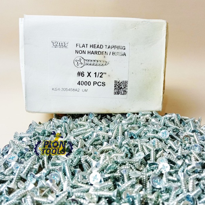 Jual 100 pc TAPPING JF 6x1/2 Sekrup Tapping FH Sekrup Kepala Rata ...