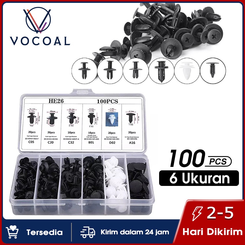 Jual Vocoal 100PCS Klip Bumper Mobil Universal 6 Ukuran Klip Bemper ...