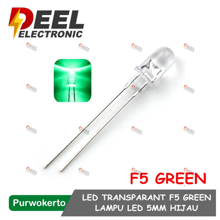 Jual LED 5MM TRANSPARANT GREEN HIJAU LAMPU LED F5 BENING HIJAU LED ...