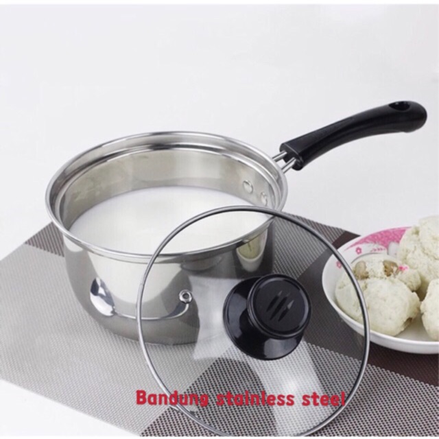 Jual Panci susu milk pot 16cm 18cm tutup kaca stainless steel murah ...