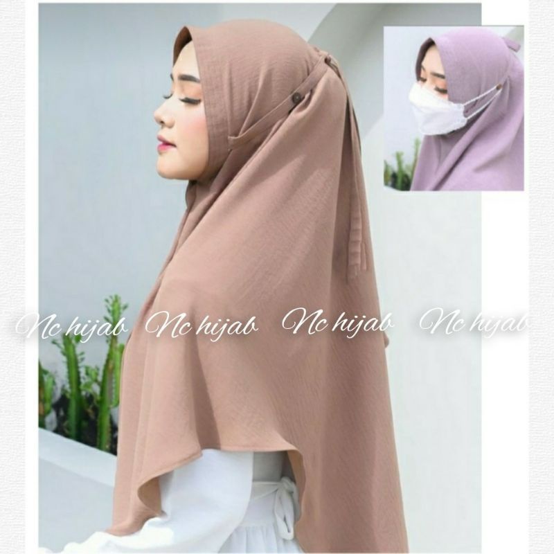 Jual Hijab bergo Maryam tali konektor crinkle airflow L | Shopee Indonesia