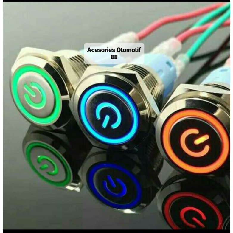 Jual Saklar led STAINLES tombol on of push button metal+soket dan kabel ...