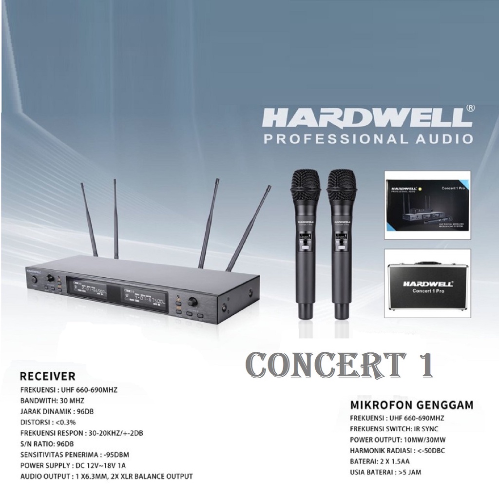 Jual Mic Wireless Hardwell Concert 1 Multi Channel Microphone | Shopee ...