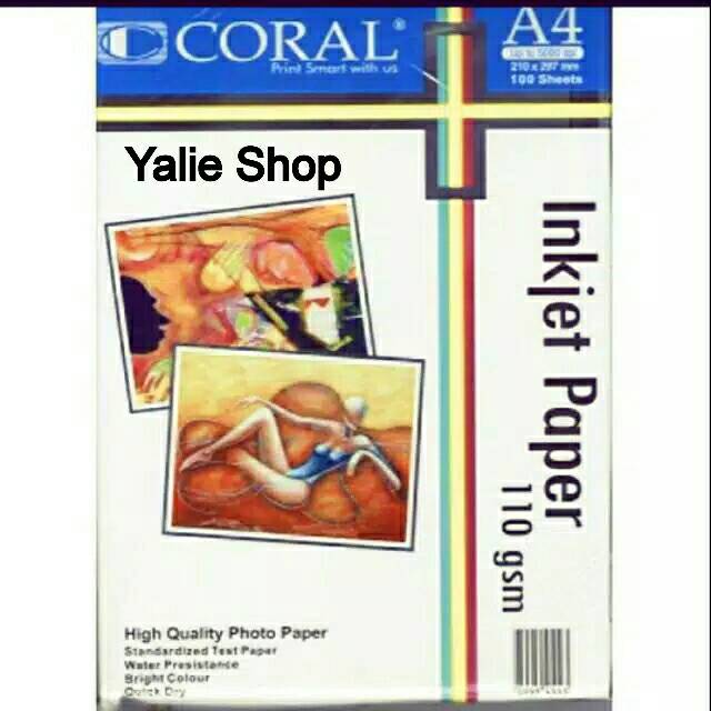 Jual Coral Inkjet Photo Paper Kertas Foto Matte Doff 110gsm A4 100 ...
