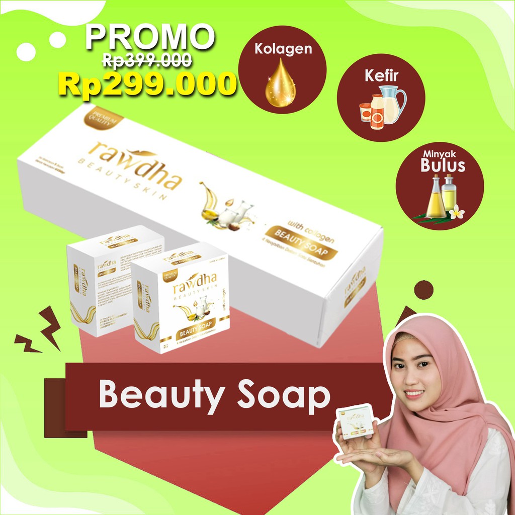 Jual COLLAGEN RAWDHA BEAUTY SOAP 1 BOX ( ISI 5 PCS ) , SABUN KEFIR COLLAGEN | Shopee Indonesia