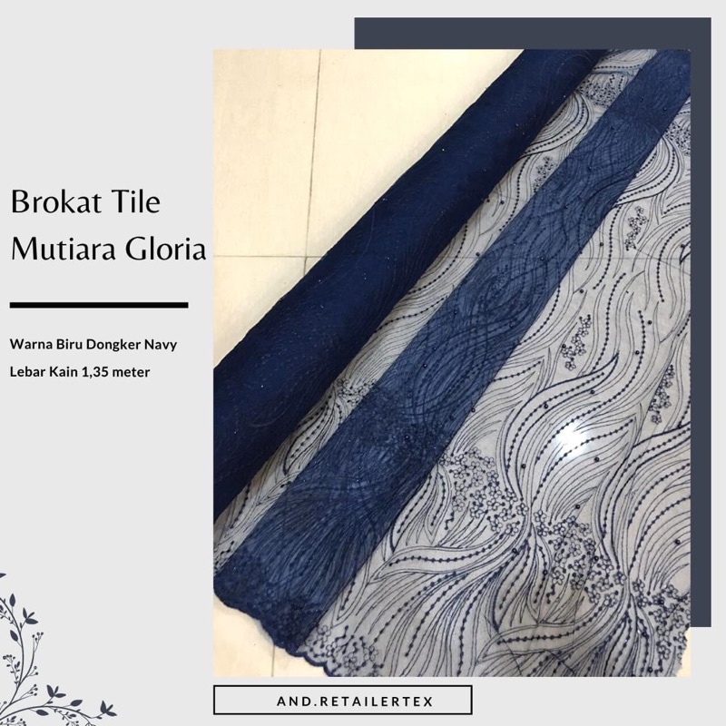 Jual Kain Brukat Tile Mutiara Gloria warna Biru Navy Dongker | Shopee ...