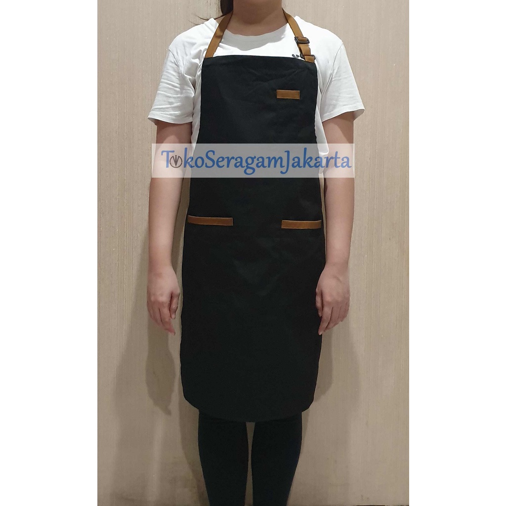Jual Apron Celemek Barista Pria Wanita Apron Two Tone Dengan Kantong ...