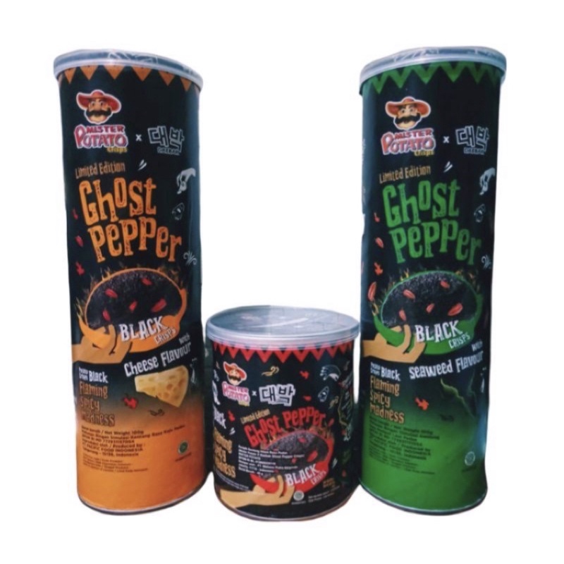Jual Mister Potato Ghost Pepper Potato Chips black Flaming Spicy Madness / Original / Seaweed ...
