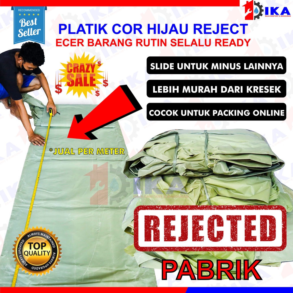 Jual REJECT PLASTIK COR HIJAU BUTEK ECER PER 1 METER TERMURAH LEBAR ± ...