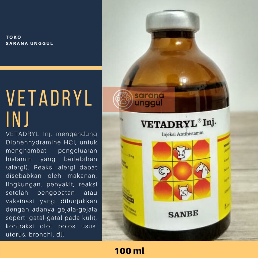 Jual VETADRYL 50 ml & 100 ml Anti alergi Antihistamin (Diphenhydramine ...