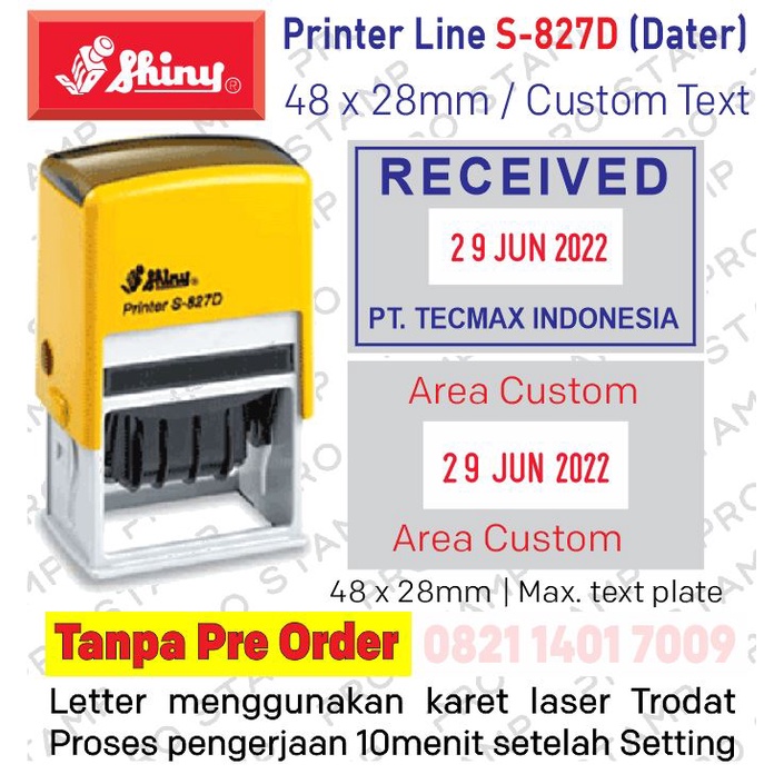 Jual Stempel Custom Warna Otomatis + Tanggal Shiny S-827D/S827D ...