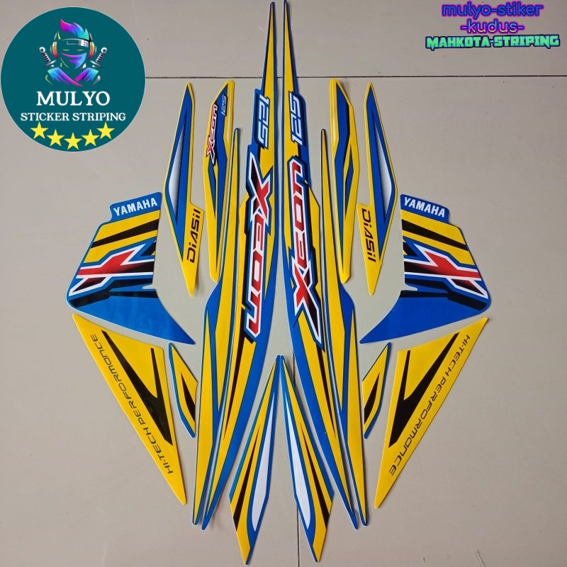 Jual STRIPING STICKER LIS LES POLET yamaha xeon 2013 biru lis kuning ...